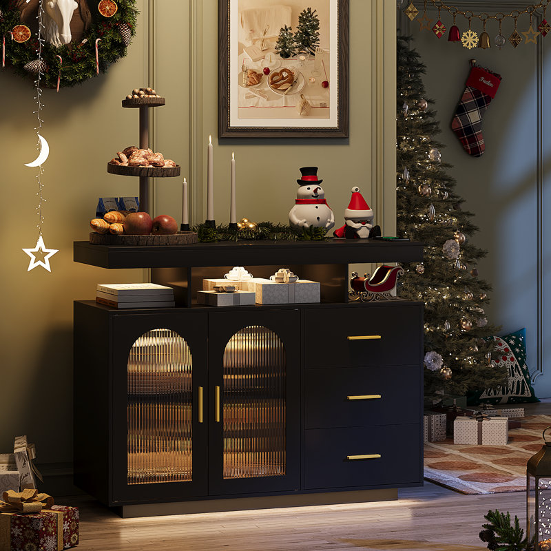 Katracy 39.37 Sideboard with LED Light Winston Porter Color Black